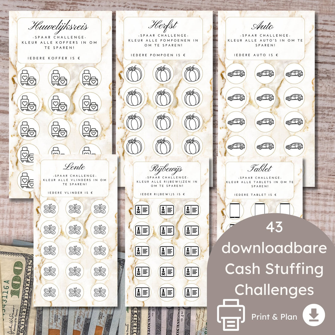 Printable Cashstuffing Challenges | Ontdek de Collectie – Print & Plan