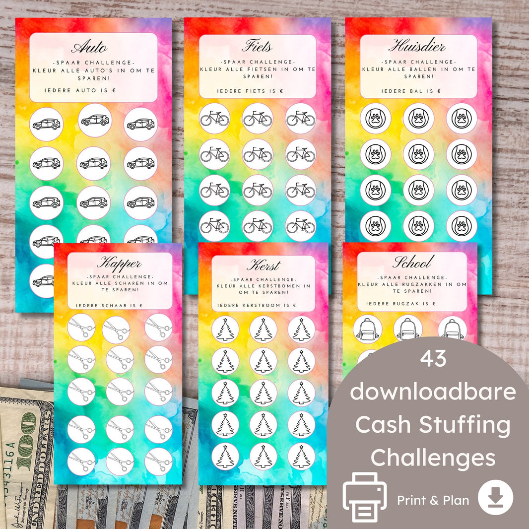 Printable Cashstuffing Challenges | Ontdek de Collectie – Print & Plan